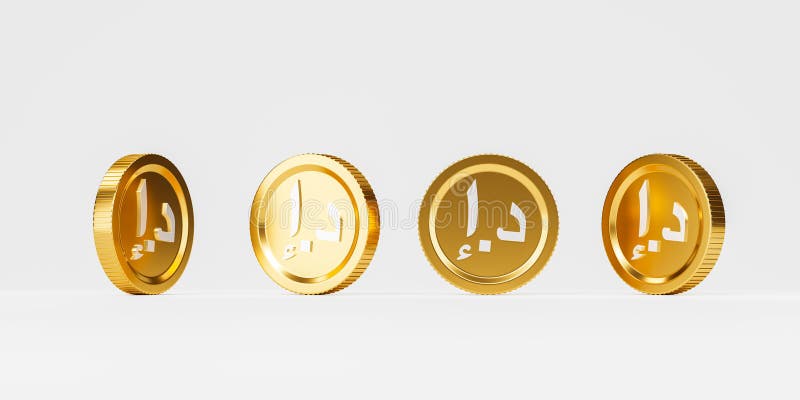 Set of Gold Dirham Coins from Different Angles on Grey Background Stock ...