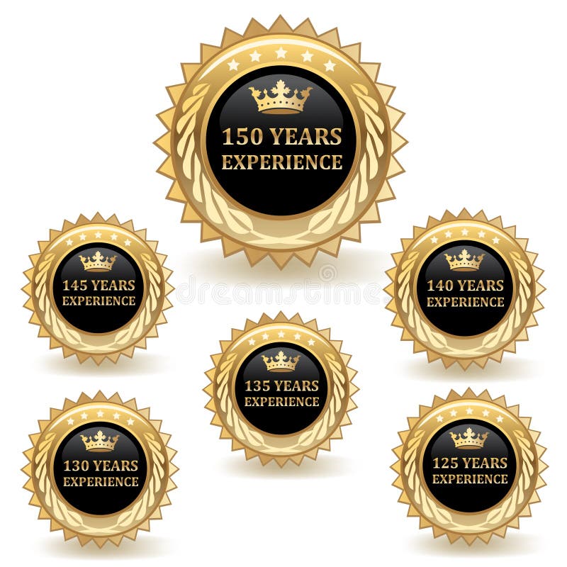 Gold Experience Badges stock illustration. Illustration of symbol ...