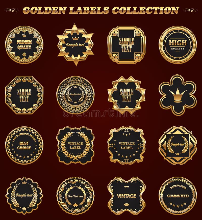 Set of Gold Framed Labels - Vintage Style. Stock Vector - Illustration ...