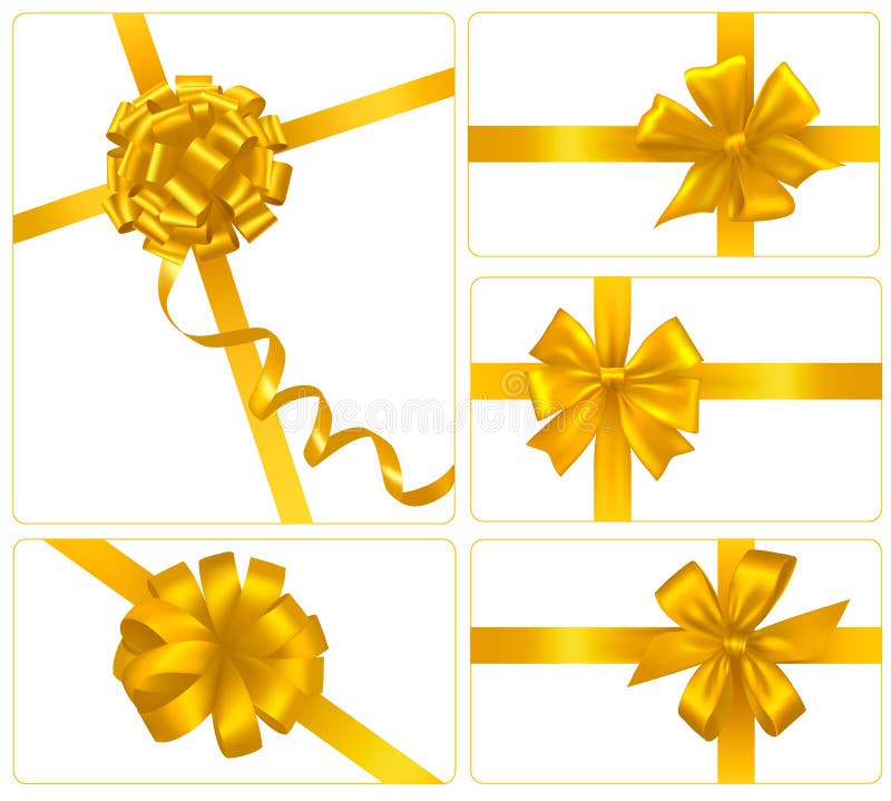 Set Gold Gift Bows Ribbons Vector Stock Illustrations – 766 Set Gold ...