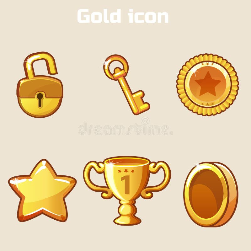 Set gold icon four game stock vector. Illustration of mobile - 75192535