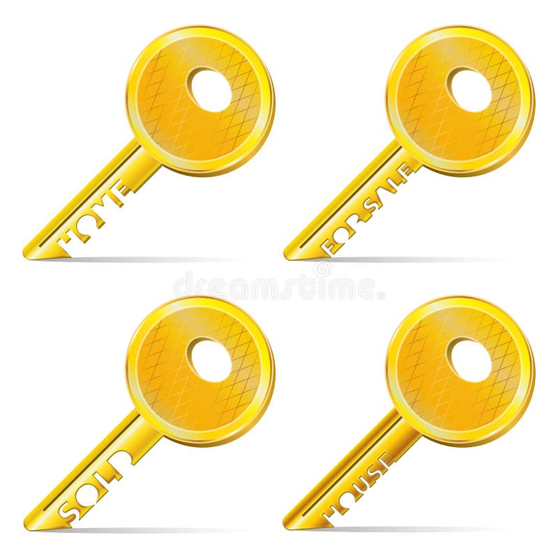 Gold Home Keys, Realty, Vector Stock Vector - Illustration of dream ...