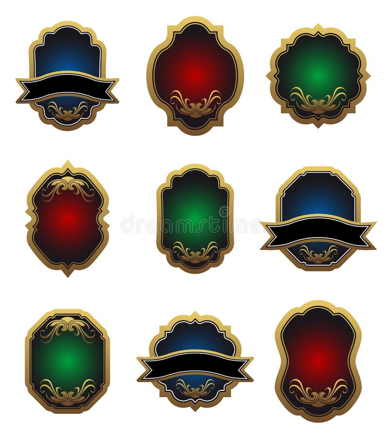 Set of gold labels stock vector. Illustration of label - 12559092