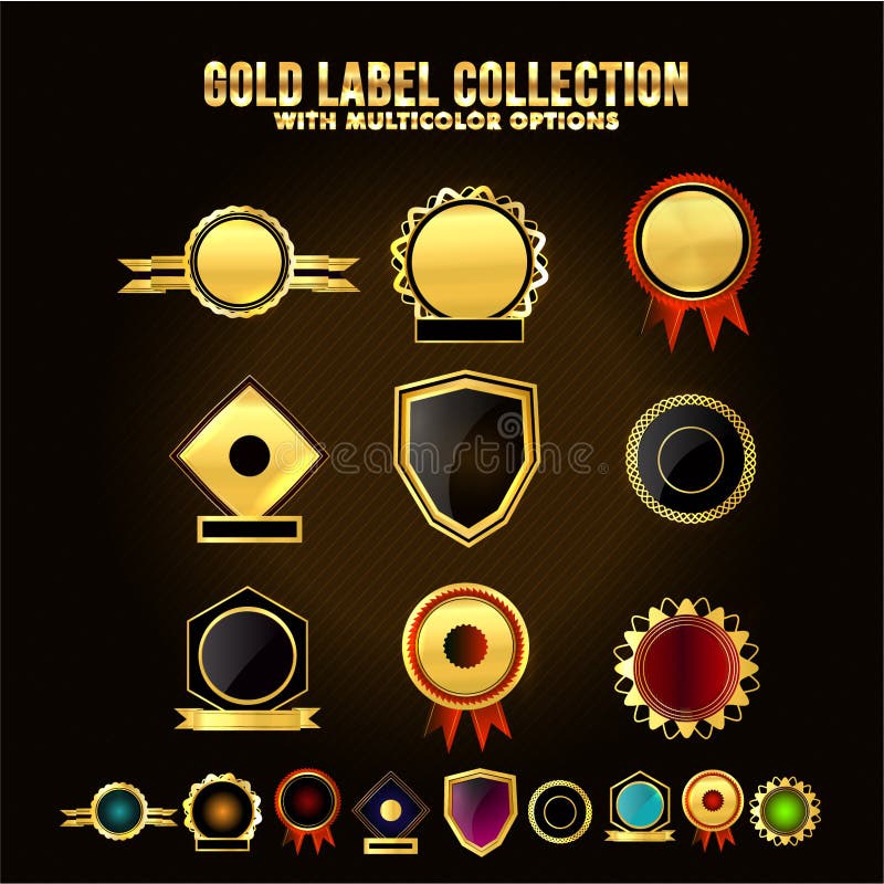 Gold labels set stock vector. Illustration of medal, ornate - 8671739