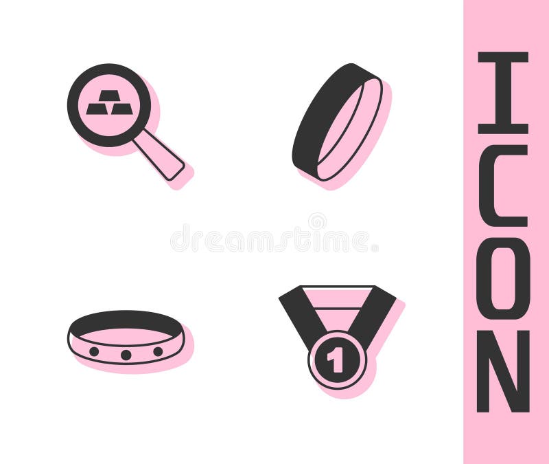 Set Gold Medal, Bars, Ring and Icon. Vector Stock Illustration ...