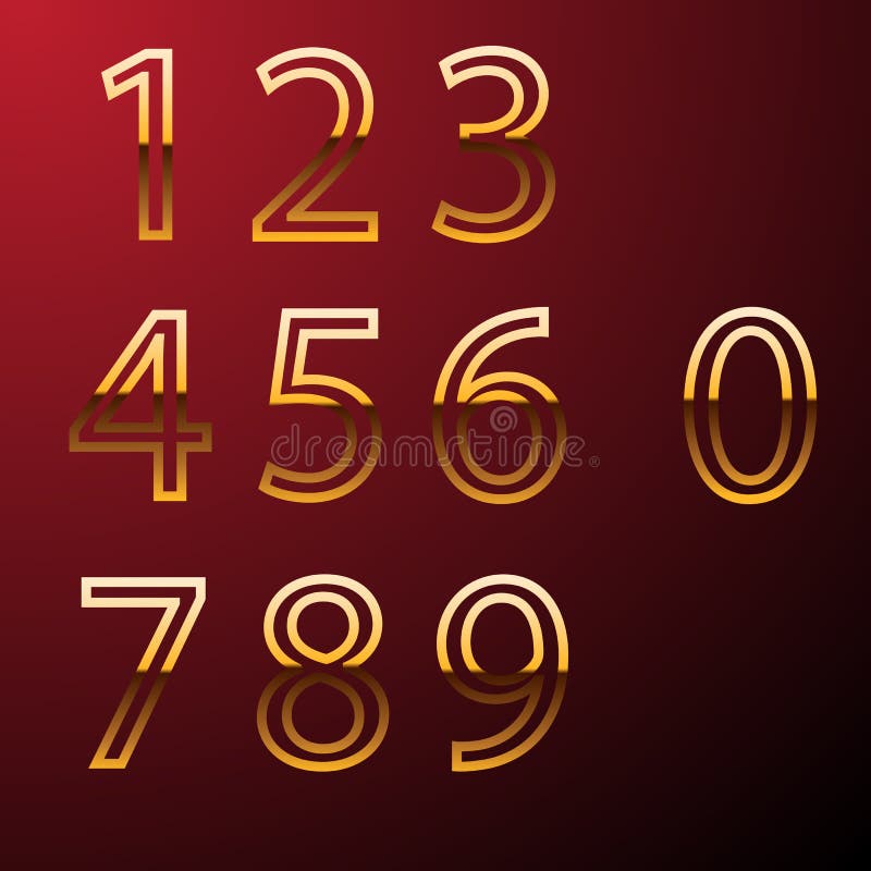 Set of Gold Metal Numbers, from 1 To 0. Eps 10 Stock Vector ...