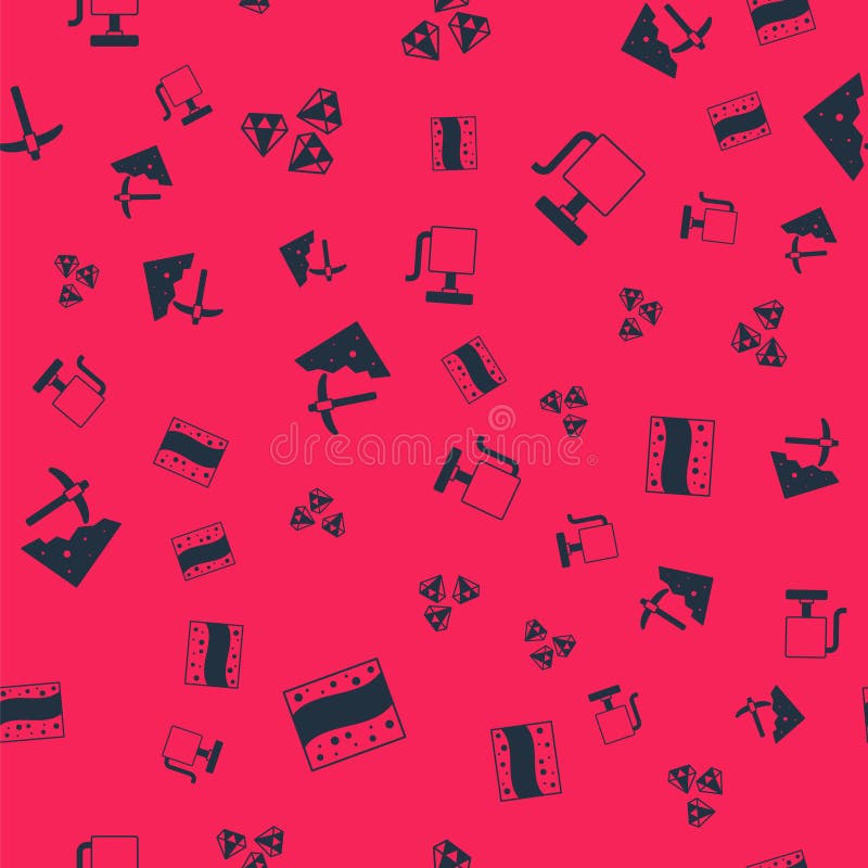 Set Gold Mine, Gem Stone, Pickaxe and Handle Detonator on Seamless ...