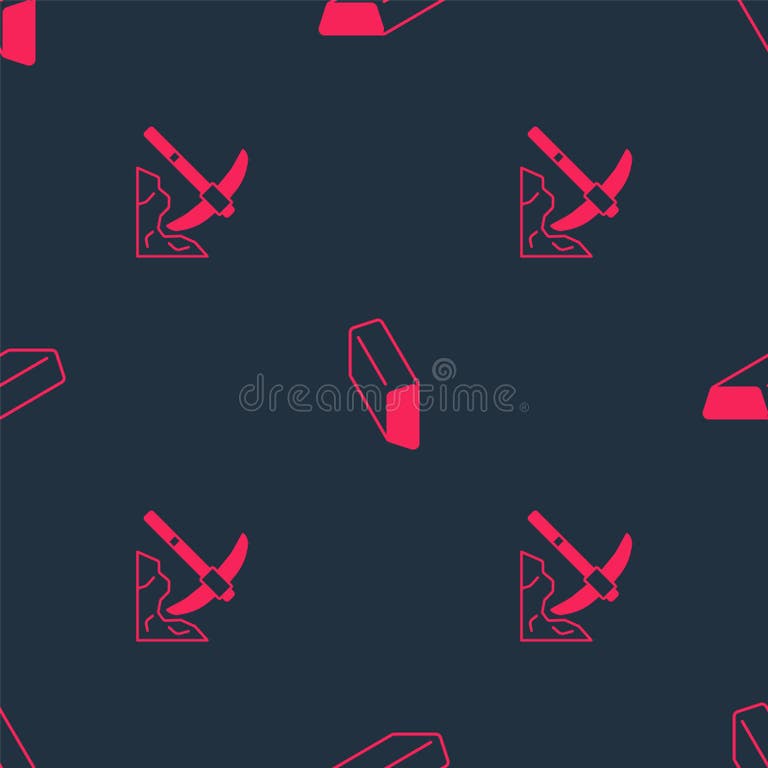Set Gold Mining and Bars on Seamless Pattern. Vector Stock Illustration ...