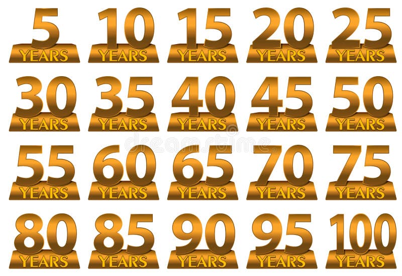 Set of Gold Numbers To Mark the Anniversary Stock Vector - Illustration ...