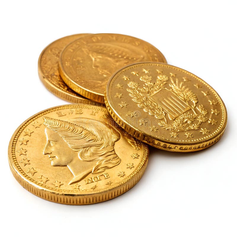 Set of Gold Pieces Isolated on White Background Stock Illustration ...