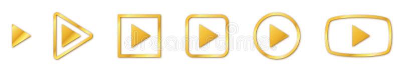 Set of Gold Play Buttons. Play Icons Isolated Stock Illustration ...