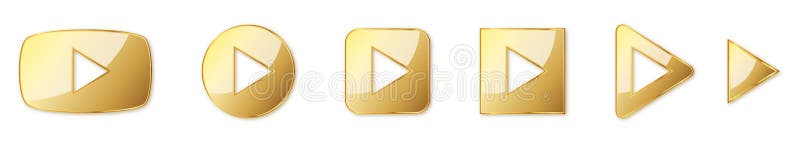 Set of Gold Play Buttons. Play Icons Isolated. Vector Illustration ...