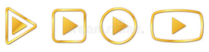 Set of Gold Play Buttons. Play Icons Isolated Stock Illustration ...