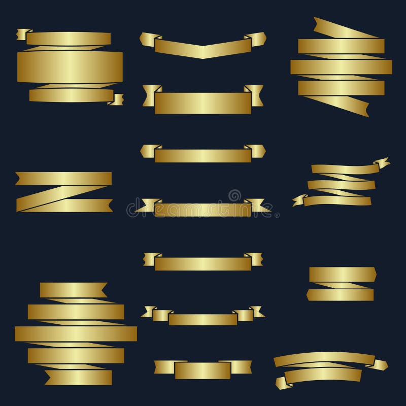 Set of Gold Ribbon Banners Vector Illustration Stock Vector ...