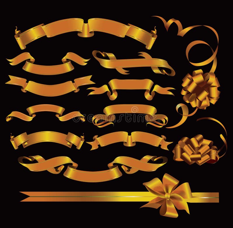 Set of Gold Ribbons. stock vector. Illustration of scroll - 12679928