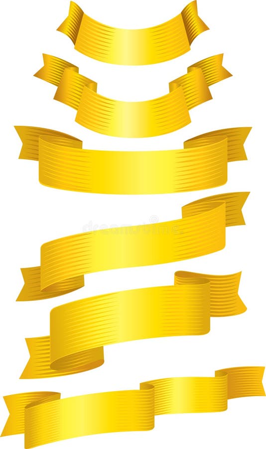 Gold ribbon collection stock vector. Illustration of element - 13567752
