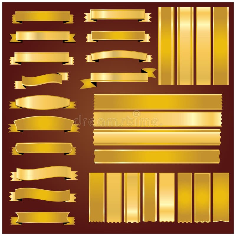 Set Gold Ribbons and Banners Vector Stock Vector - Illustration of ...