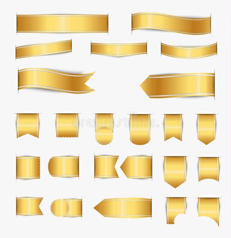Set of gold ribbons stock vector. Illustration of ribbons - 59269688