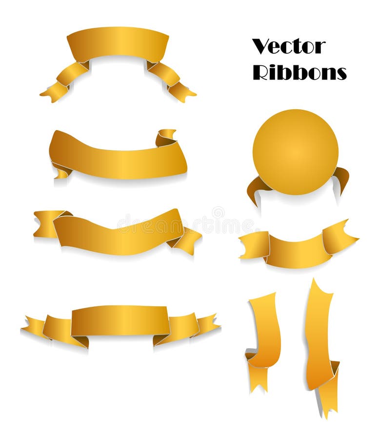 Set of gold ribbons stock vector. Illustration of celebration - 90037707