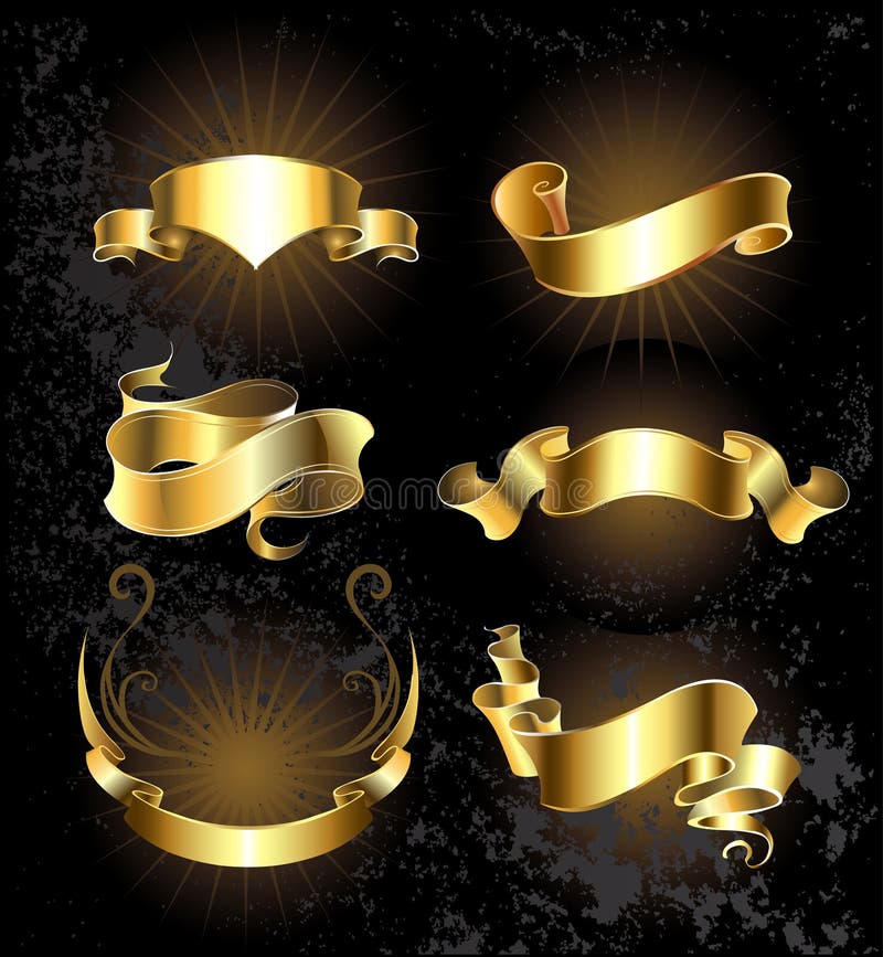 Set of gold ribbons set stock vector. Illustration of glowing - 45939848