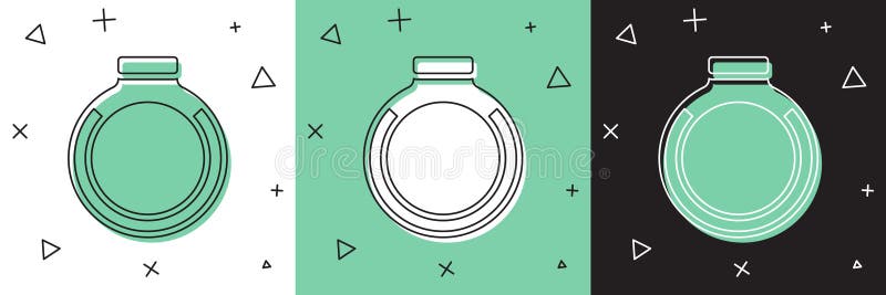 Set Gold Ring Icon Isolated on White and Green, Black Background ...