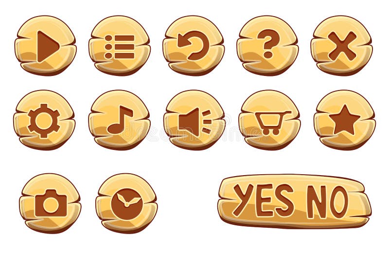 Set of gold round buttons stock vector. Illustration of buttons - 49102387