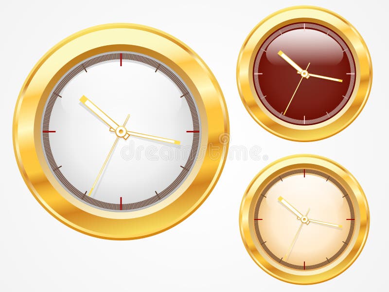Set of Gold Shiny Clock Icon Design Stock Vector - Illustration of icon ...
