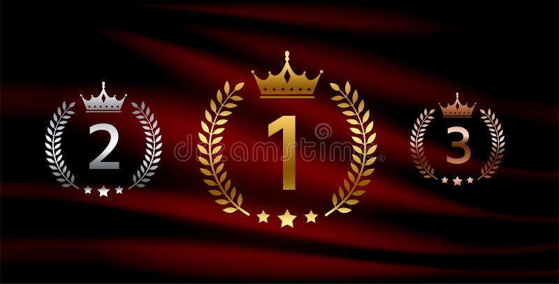 Set of Gold, Silver and Bronze Badge with Ranking Number Design Stock ...