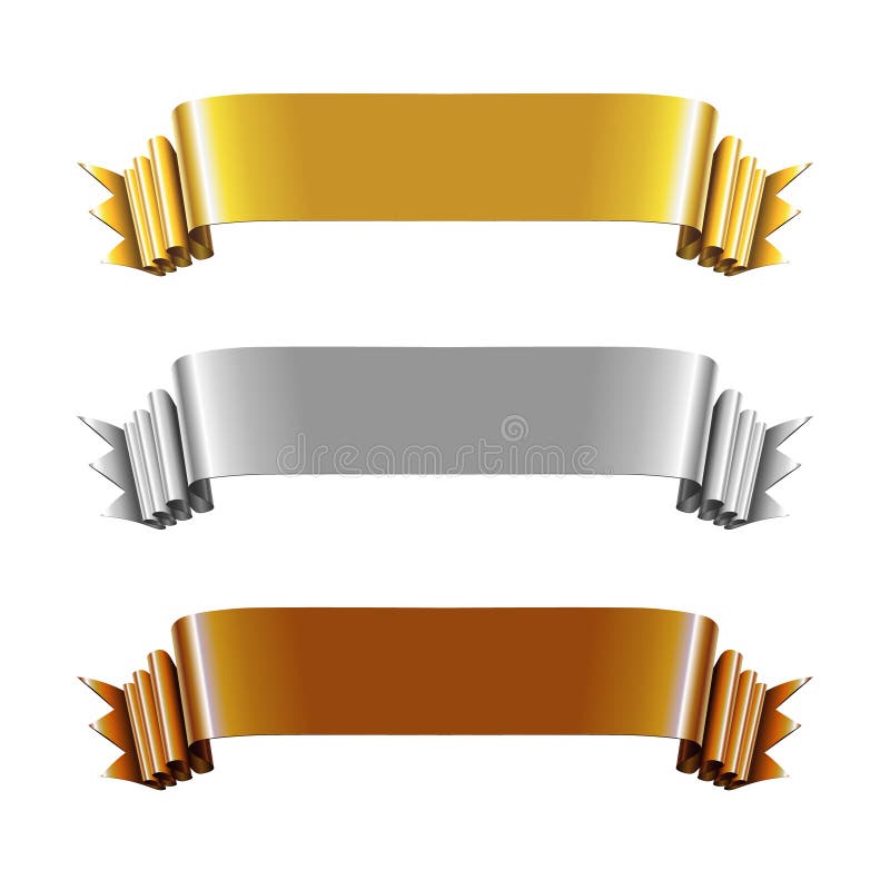 Set of Gold, Silver and Bronze Ribbons Stock Vector - Illustration of ...