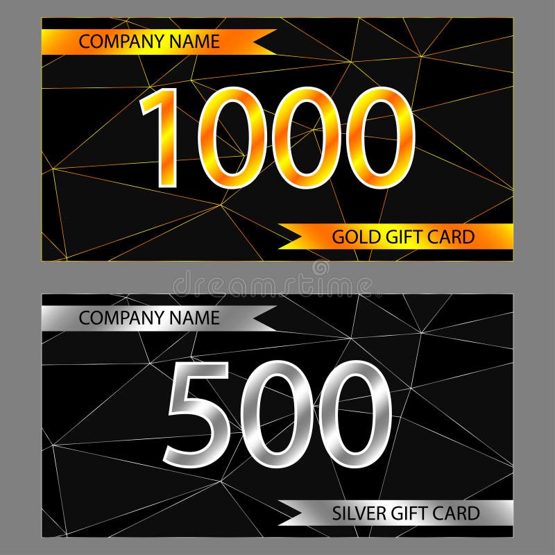 Set of Gold and Silver Gift Cards. Stock Vector - Illustration of ...
