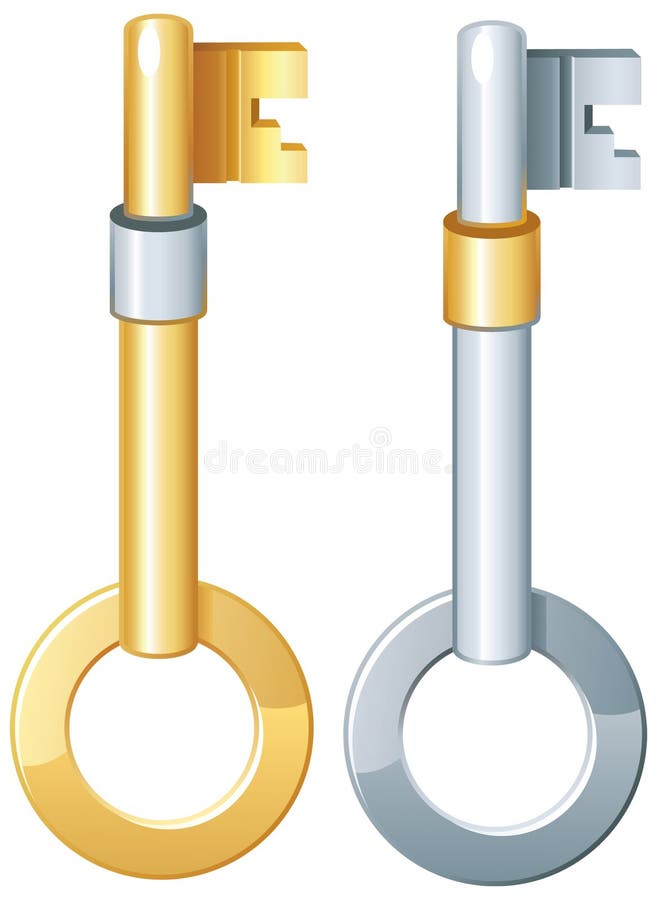 Set of Gold and Silver Keys Vector Icon Stock Vector - Illustration of ...
