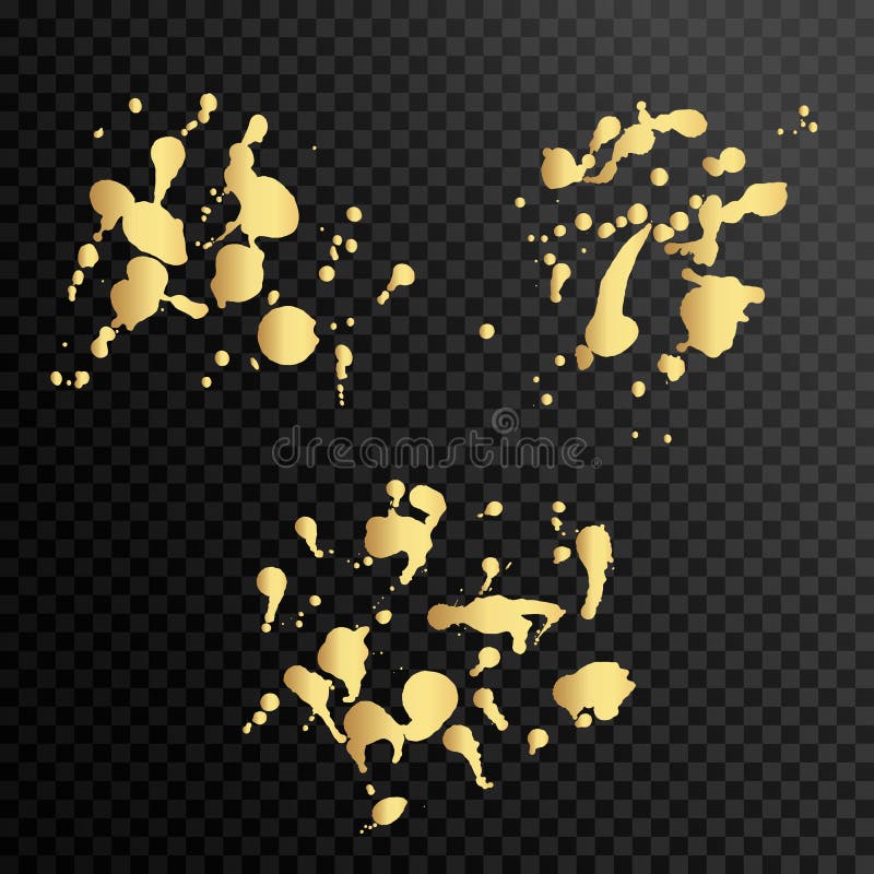 Set of Gold Splash on Black Background Illustration Stock Illustration ...