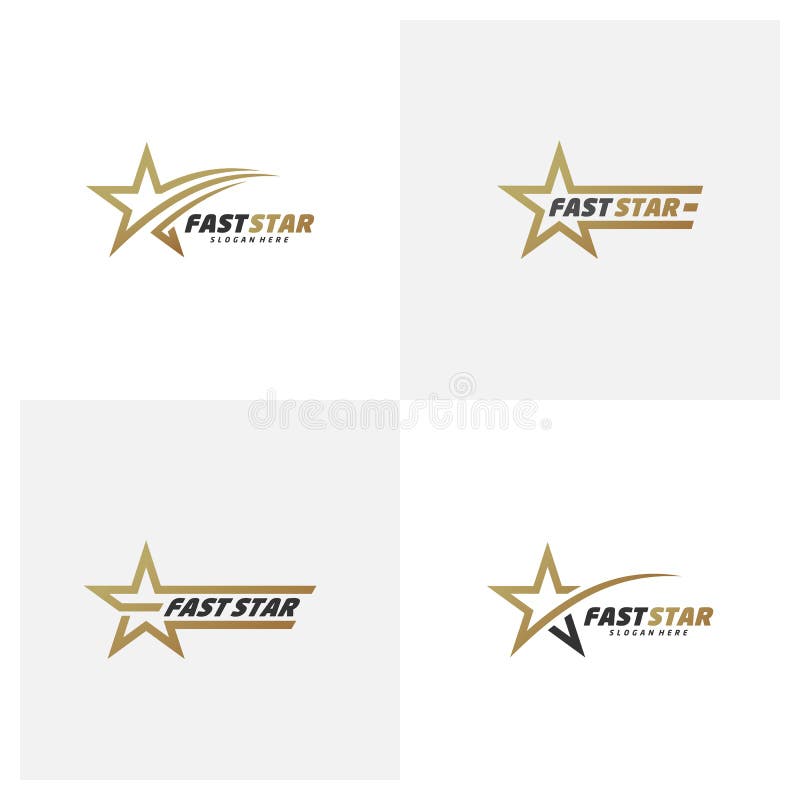 Set of Gold Star Logo Design Template, Elegant Star Logo Design Vector ...