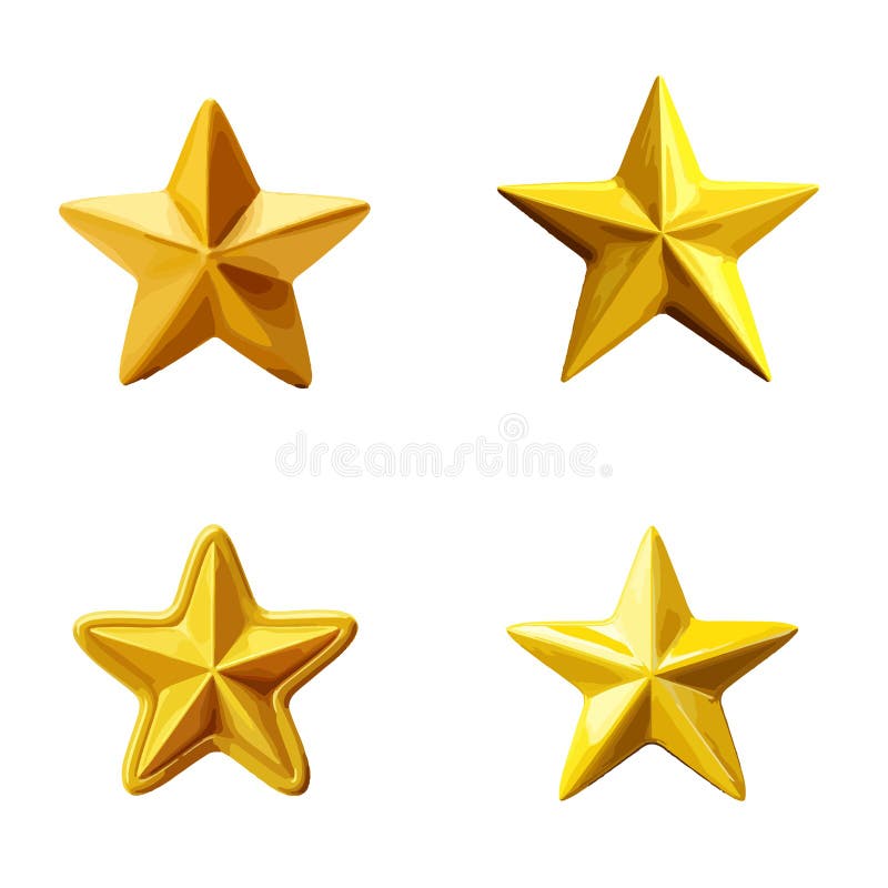 Set of Gold Yellow Star Shape Flat Vector Element Stock Vector ...