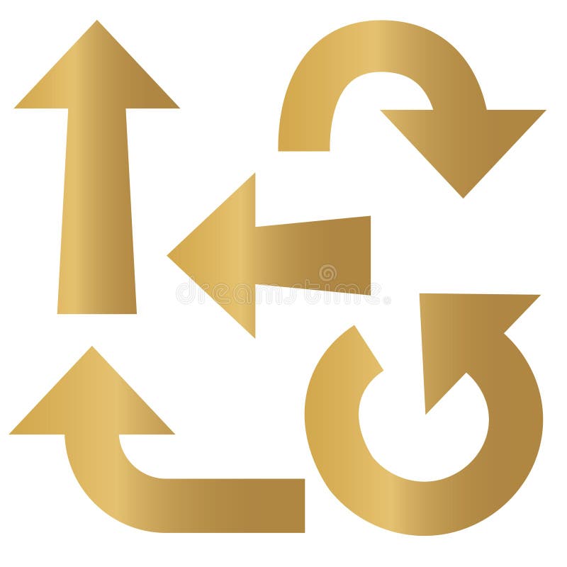 Set of golden arrows icon stock vector. Illustration of motion - 161694151