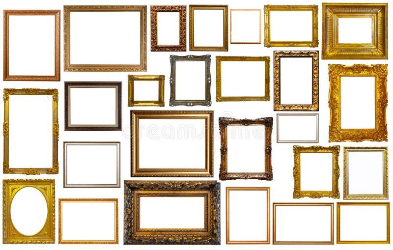 Set of golden art frames stock photo. Image of plain - 242656888