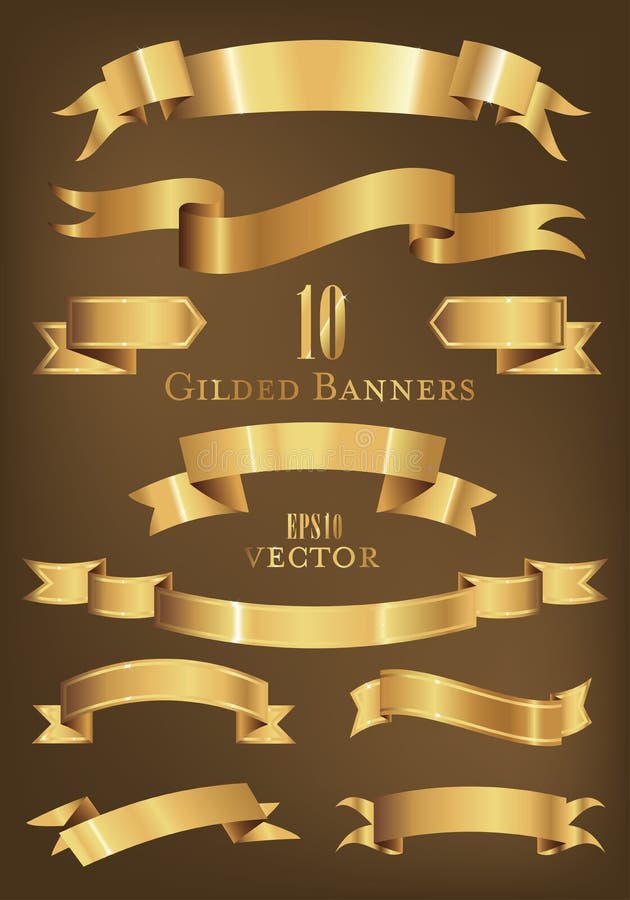 Set of 10 Golden Banners Vector Illustration Stock Vector ...