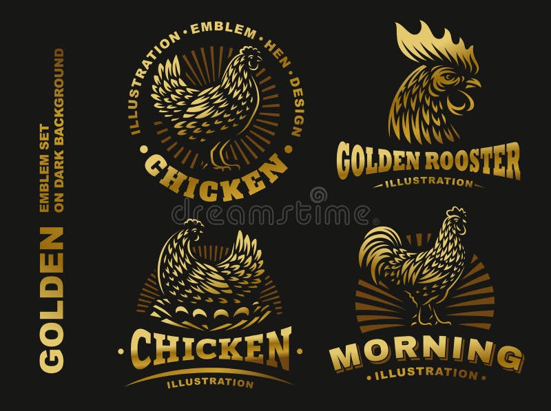 Hen Logo Concept, Golden Chicken Symbol Stock Vector - Illustration of ...