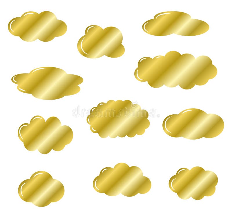 Set of Golden Clouds. Gold Clouds in Vector Stock Vector - Illustration ...