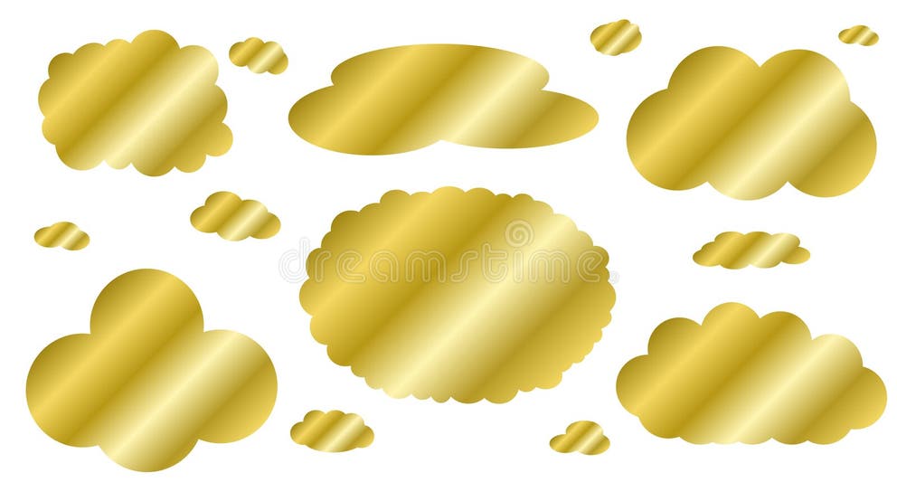 Set of Golden Clouds. Gold Clouds in Vector Stock Vector - Illustration ...