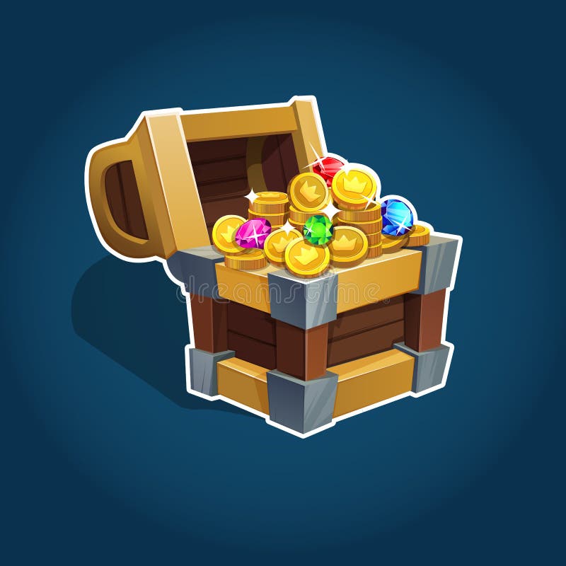 Set of Golden Coins in Chest for Game Interface. Vector Illustration ...