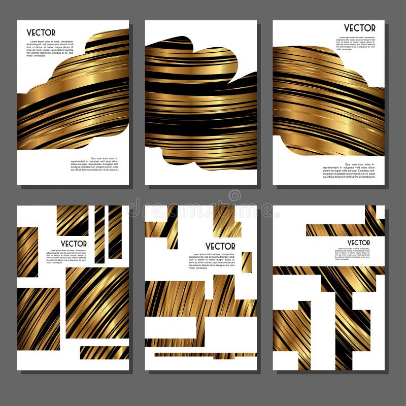 Set of Golden Covers for Brochures Stock Vector - Illustration of card ...