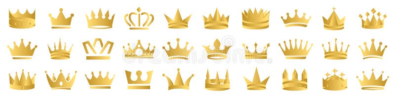 Set of Golden Crown Icons. Golden Crown Symbol Collection Stock Vector ...