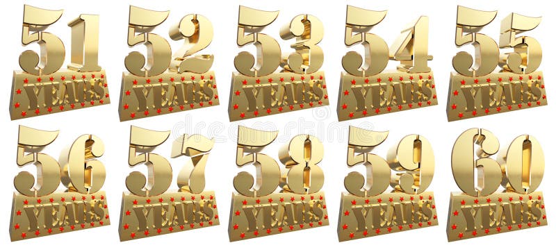 Set of Golden Digits on a Gold Ingot for the Anniversary Stock ...