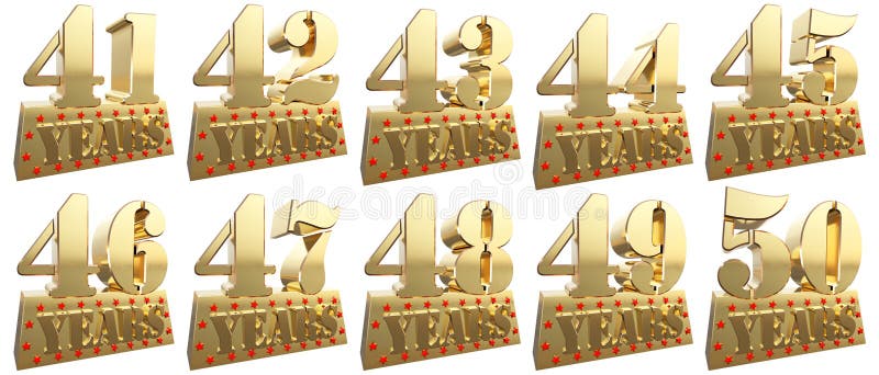 Set of Golden Digits on a Gold Ingot for the Anniversary Stock ...