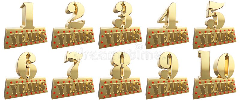 Set of Golden Digits on a Gold Ingot for the Anniversary Stock ...