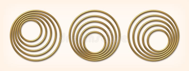 Set of Golden Eccentric Circle Frames Vector Illustration Stock Vector ...