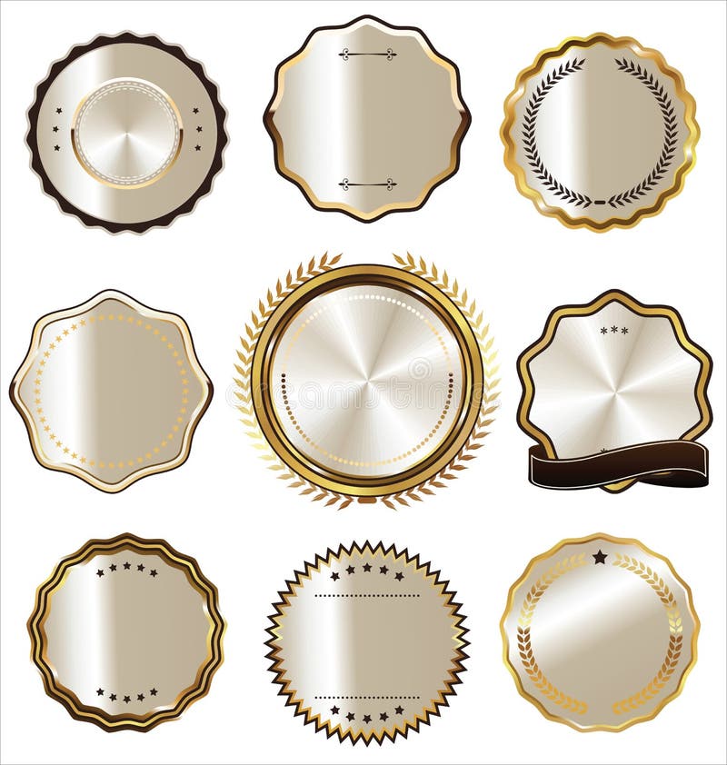 Set of Golden Empty Labels, Collection Stock Illustration ...