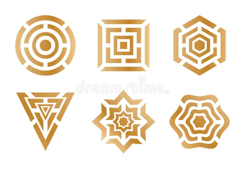 Set of Golden Geometric Shape and Design Stock Illustration ... Set of Golden Geometric Shape and Design Stock Illustration ...