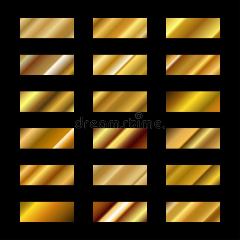 Set of Golden Gradient. Gold Gradient Collection Stock Vector ...